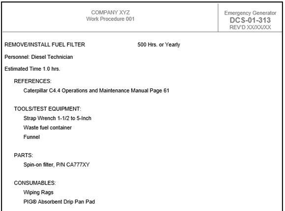 Creating a Maintenance Task List - Assessment Management